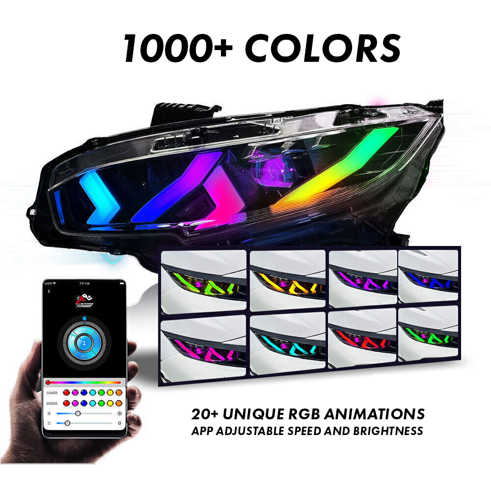 RGB Lambo Sequential Headlights [for 2016-2021 Honda Civic ...